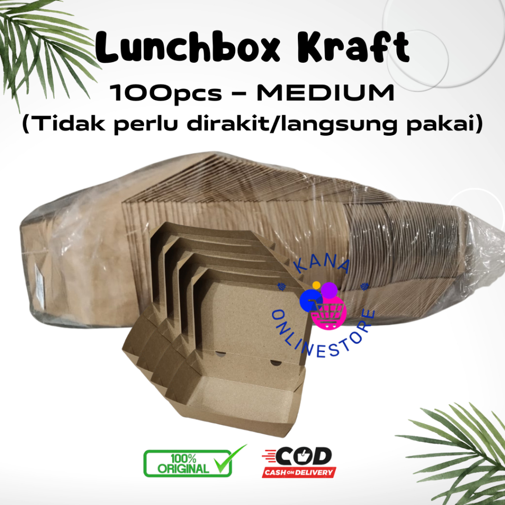 Jual Paper Lunchbox Kraft M Langsung Pakai Merk OKEY - 100 Pcs | Shopee ...