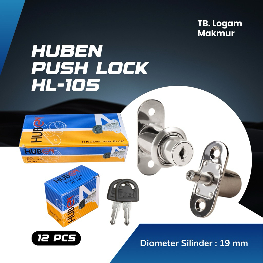Jual HUBEN Kunci Tusuk HL 105 Push Lock - 1 kotak 12 pcs | Shopee Indonesia