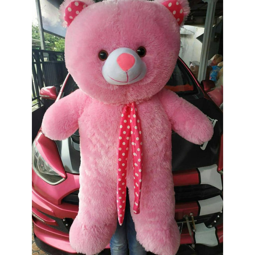 Jual Boneka teddy bear telapak syal polkadot jumbo grosir boneka lucu ...