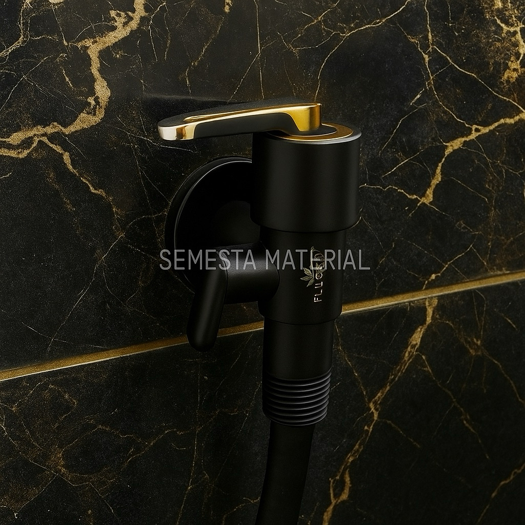 Jual Stop Kran Hitam Doff Kuningan Mewah 1/2 Inch 1 Cabang Kuat ...