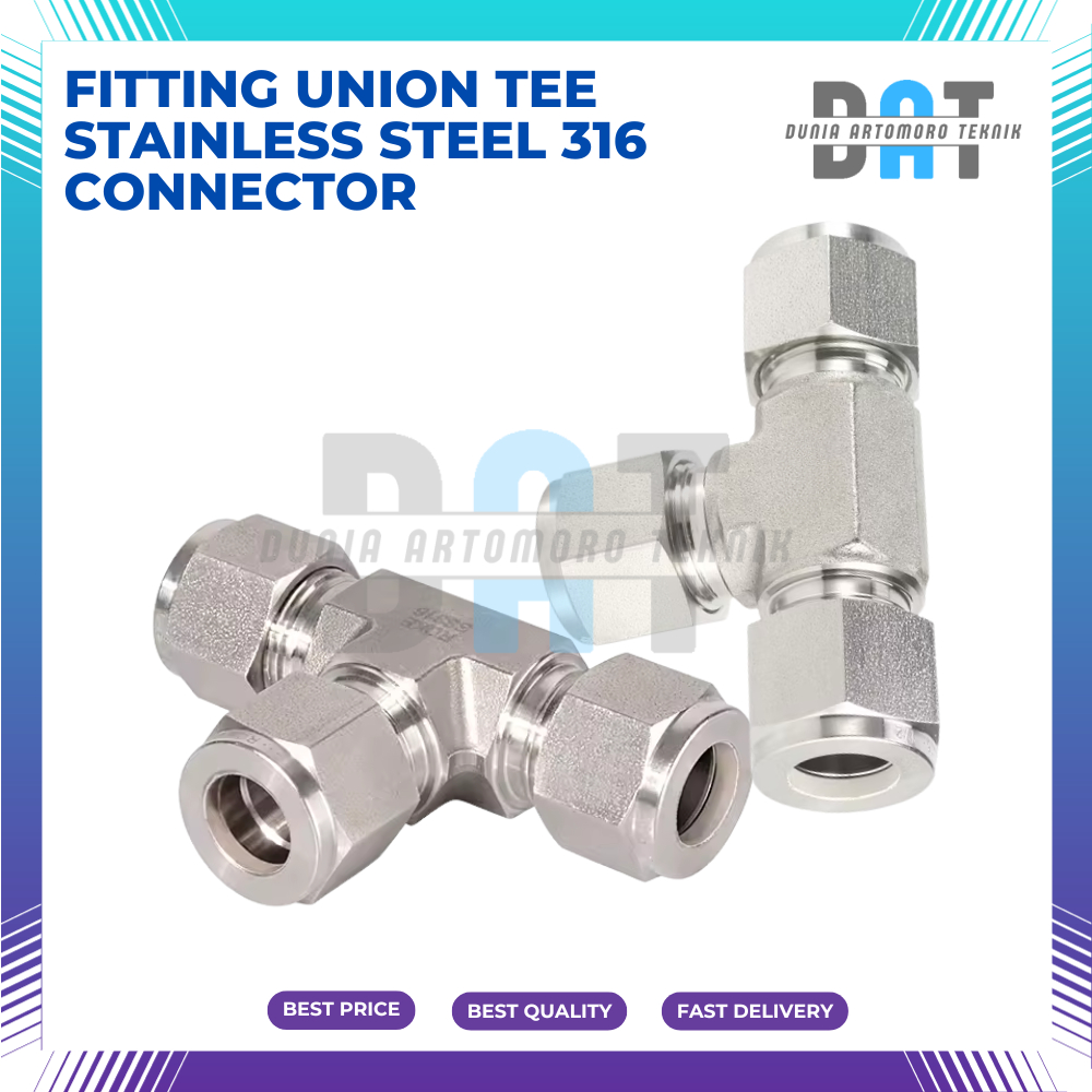 Jual 12 MM Tee Union Connector / Fitting Union Tee Stainless Steel 316 ...