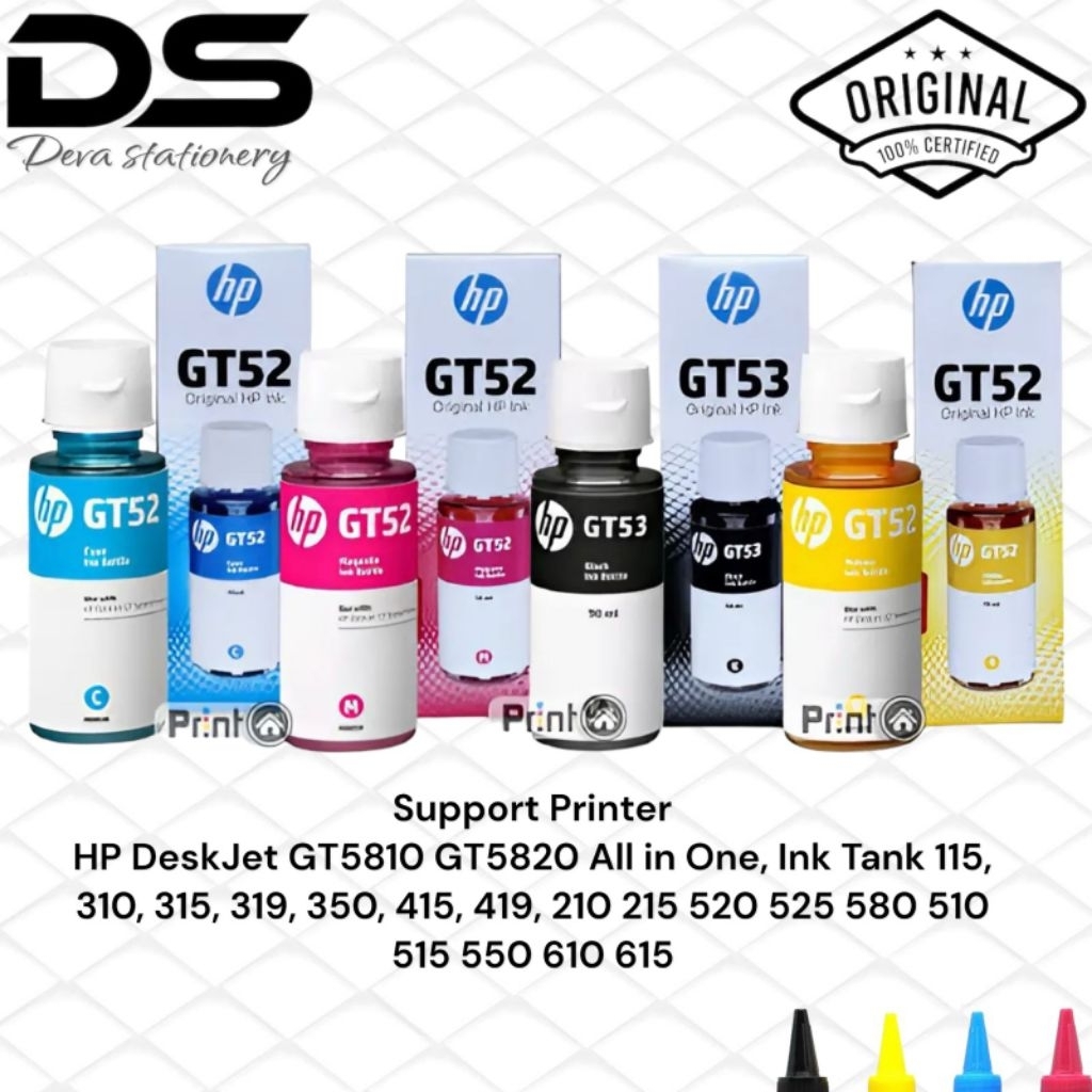 Jual TINTA PRINTER HP GT52/GT53 Ink Tank 115, 310, 315, 319, 350, 415 ...