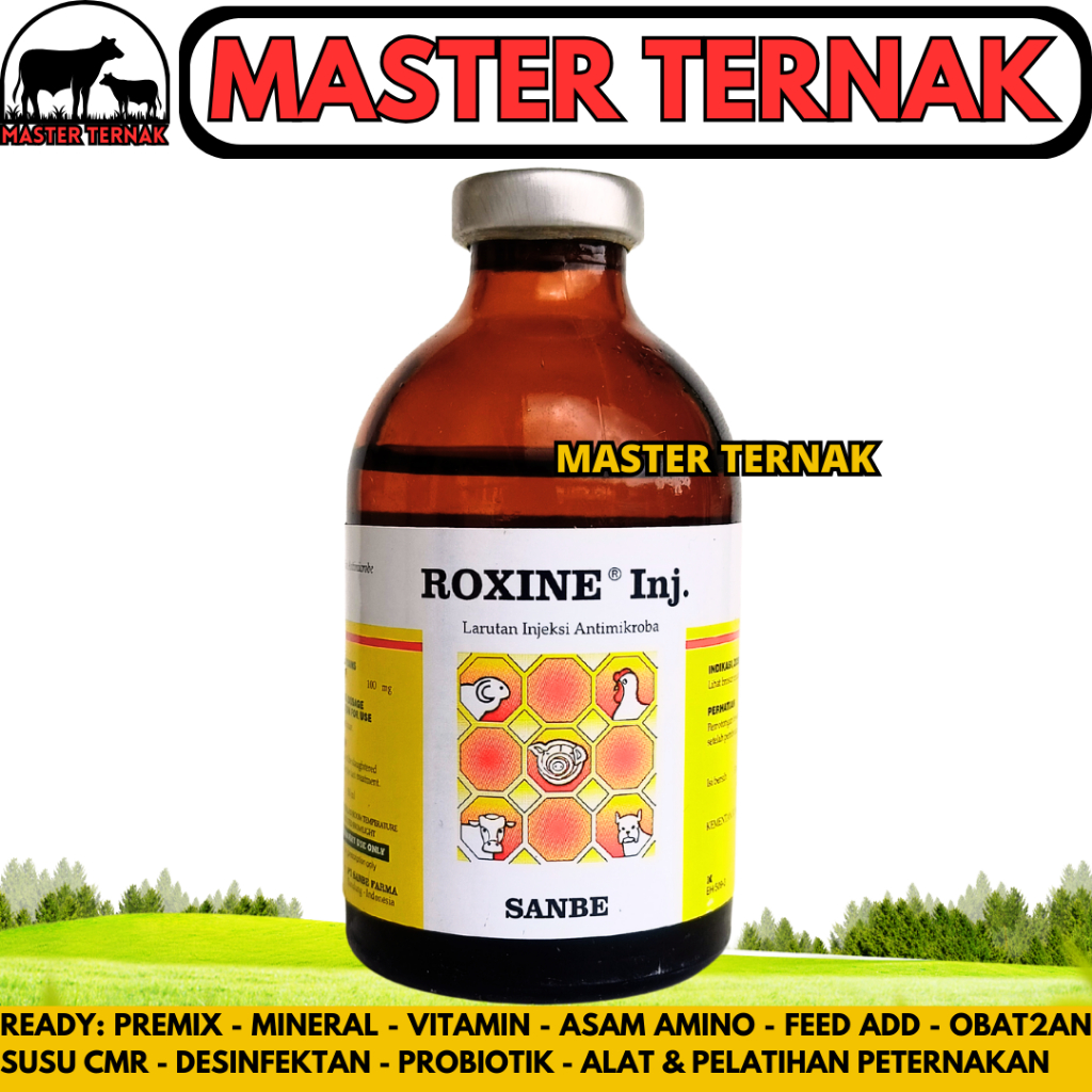 Jual ROXINE 50ML - Obat Hewan Infeksi Pernafasan Ngorok CRD Ternak Sapi ...