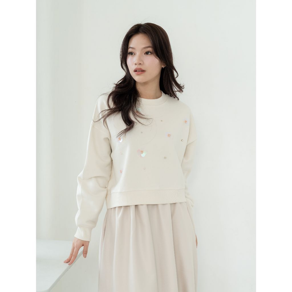 Jual ADORE Sweater Wanita Detail Bunga Elegan - Atasan Casual Korean ...