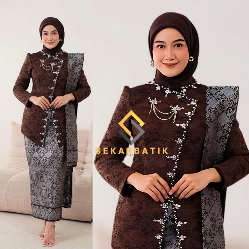 Jual PROMO - ADA JUMBO - Set Kebaya Modern Janggan Series Special Mahogany - Kebaya Full Payet ...