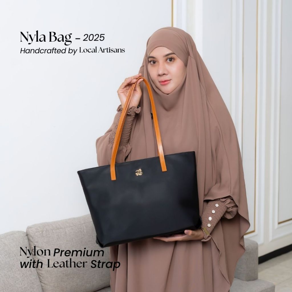 Jual ELZ by Elizasifaa NYLA Bag Nylon Premium with Leather Strap | Shopee Indonesia