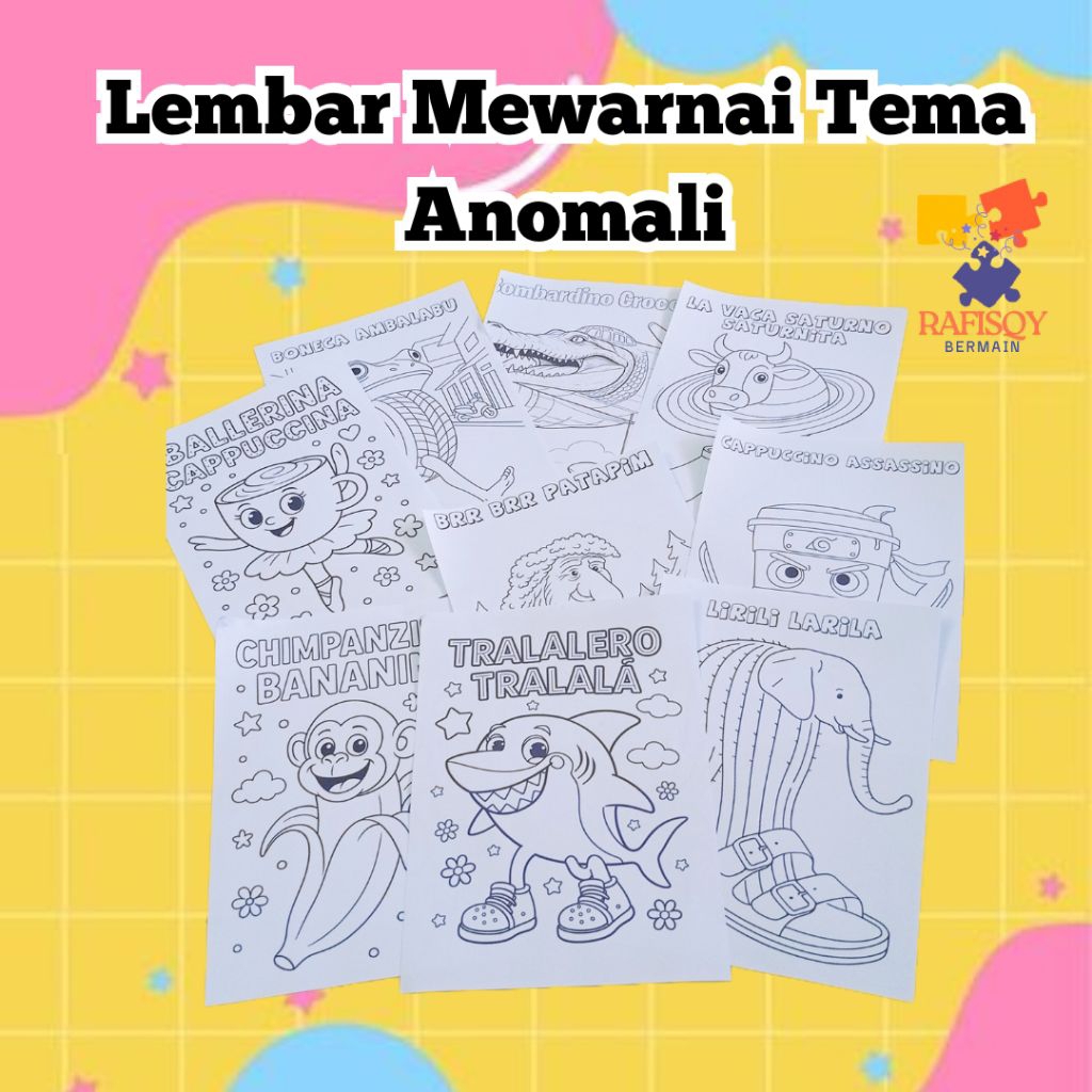 Jual Lembar Mewarnai Anak Tema Anomali Brainrot | Shopee Indonesia
