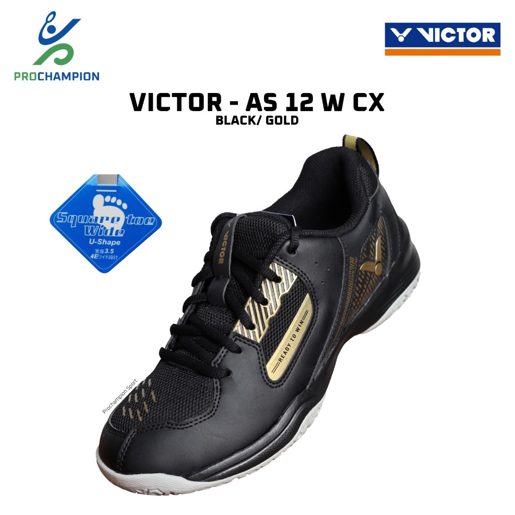 Jual Sepatu Badminton VICTOR AS 12 W CX Black Gold | Shopee Indonesia