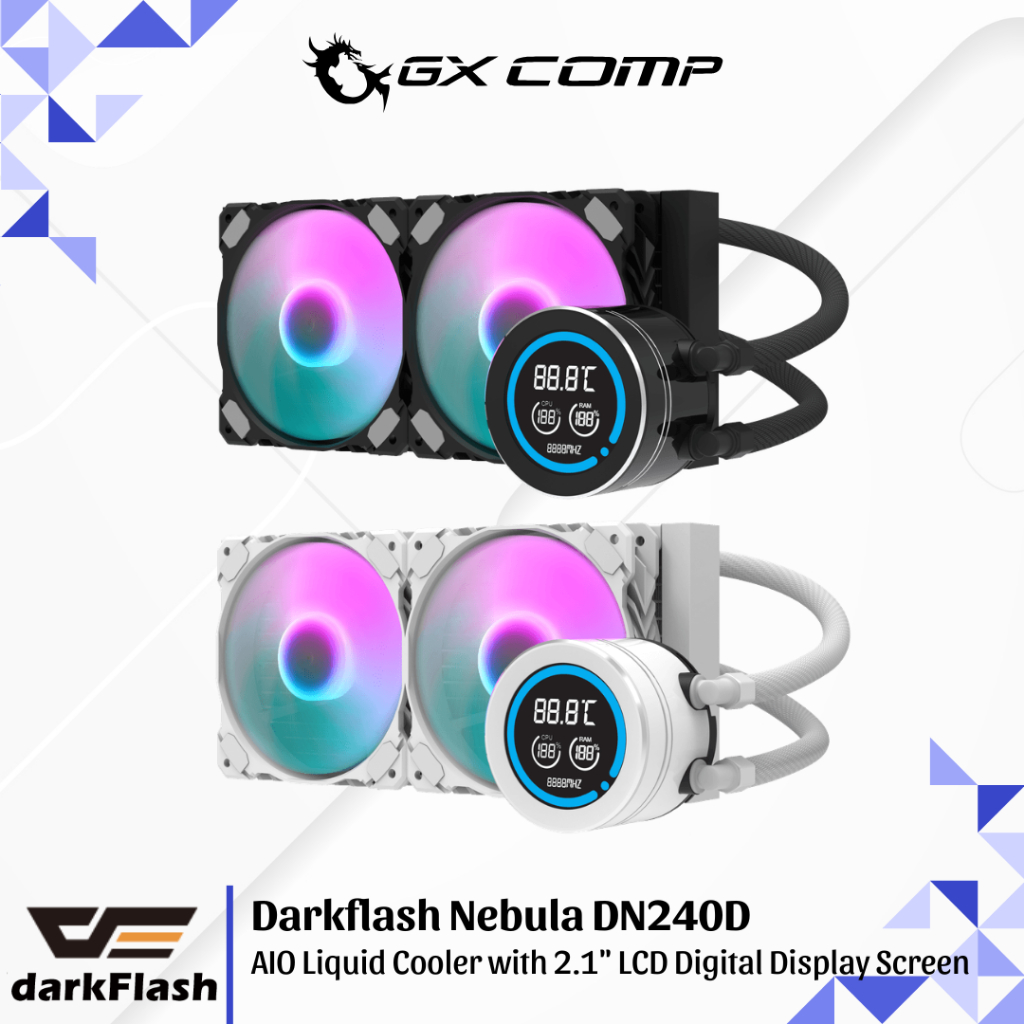 Jual Darkflash Nebula DN240D Black & White ARGB AIO Liquid Cooler 240mm ...