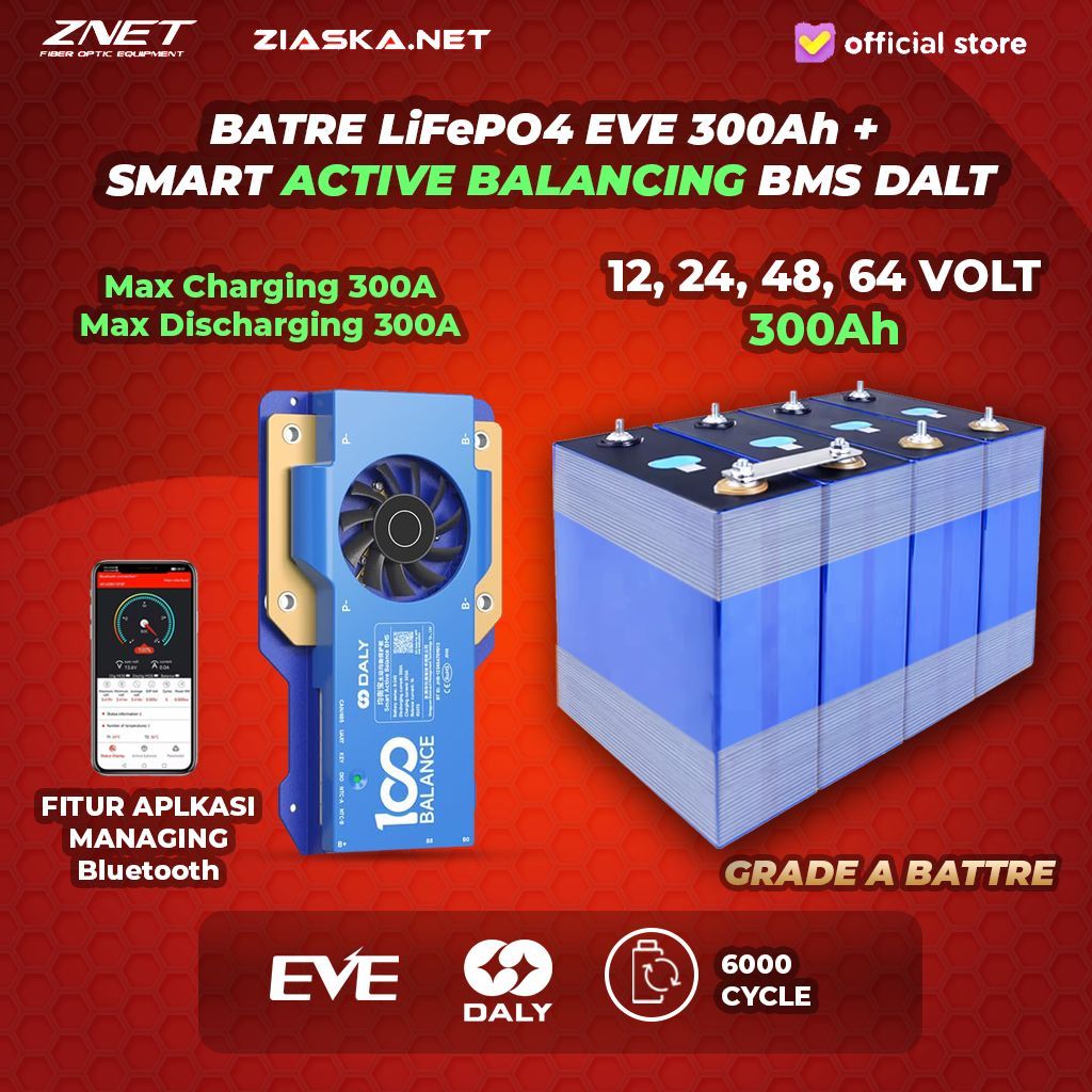 Jual Battery Batre Lifepo4 EVE LF280K MB31 300Ah 24V dengan DALY BMS ...