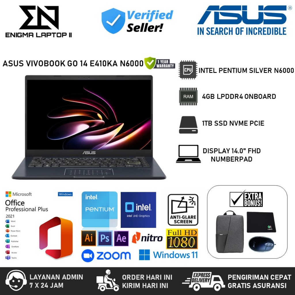 Jual Laptop Asus Vivobook GO 14 E140KA Intel Pentium Silver N6000 Ram ...