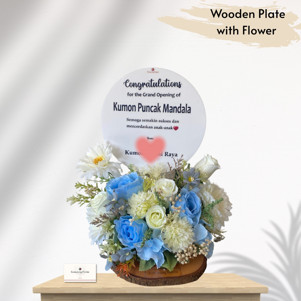Jual wooden plate/Mini papan akrilik/ bunga artificial/bunga palsu ...