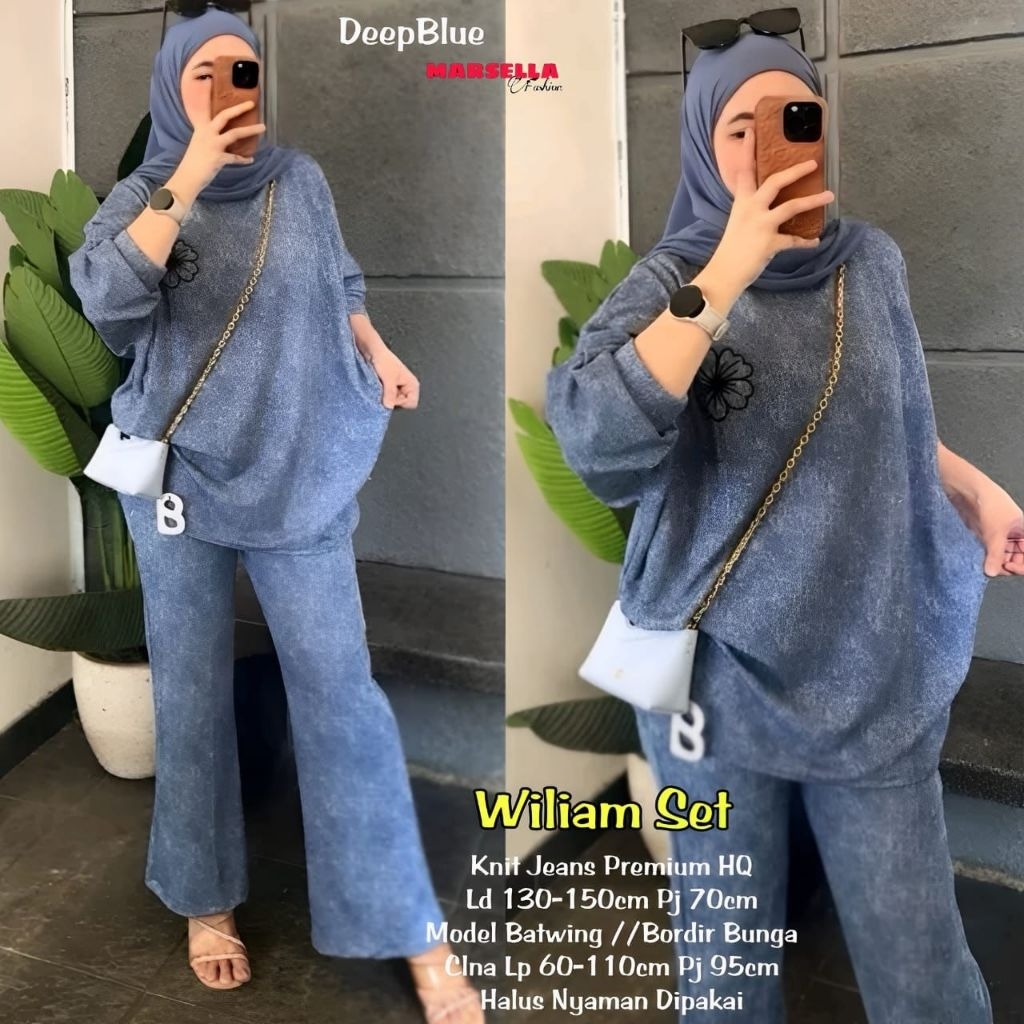 Jual William set by Marsella Setelan kulot wanita jumbo Ld 130-150cm ...