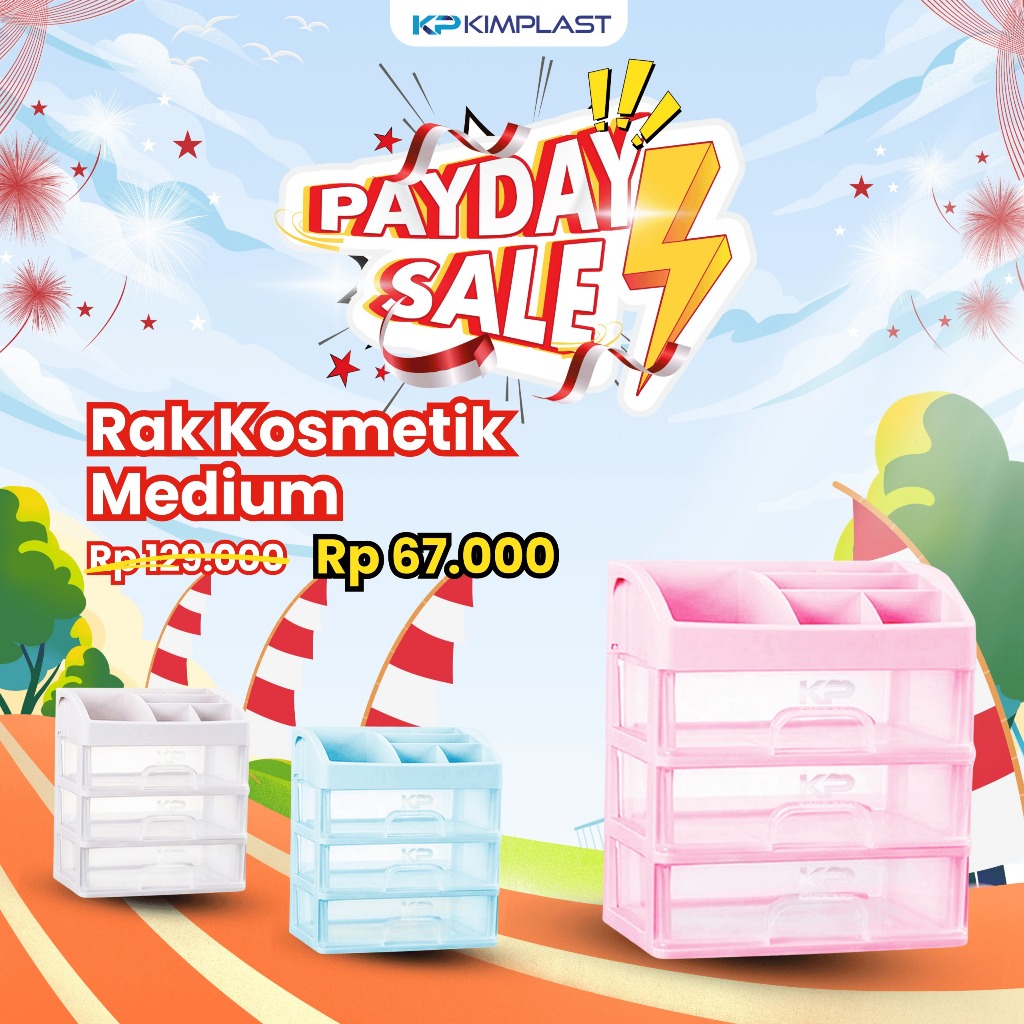Jual KIMPLAST Rak Kosmetik 3 Susun Medium / Rak Serbaguna /Rak Makeup ...
