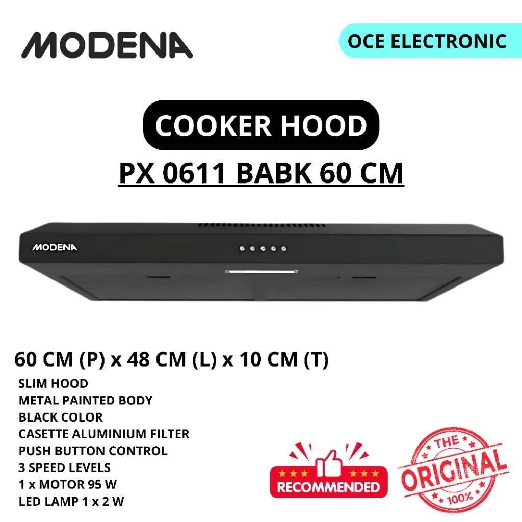 Jual COOKER HOOD MODENA PX 0611 BABK 60 CM PENGHISAP ASAP DAPUR ...
