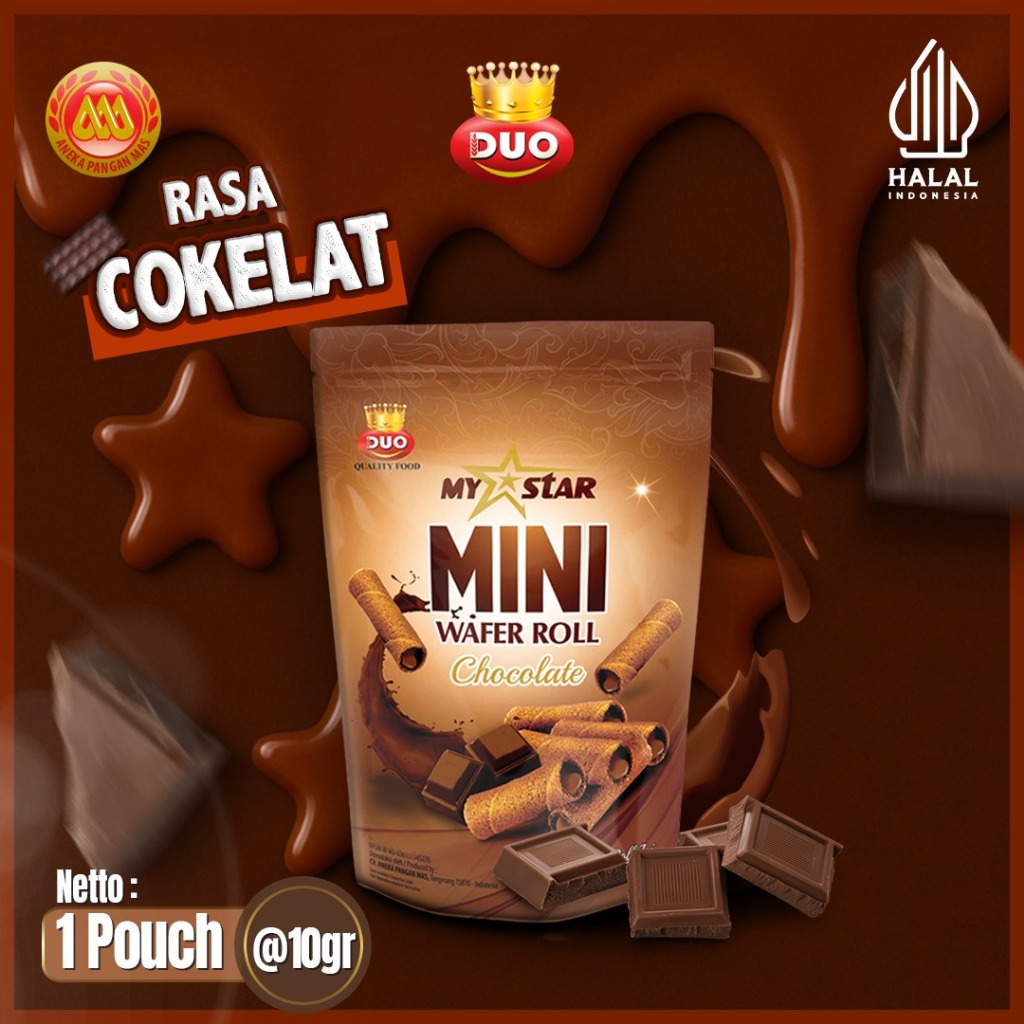 Jual DUO My Star Mini Wafer Roll Cokelat - Netto 35gr Snack Cemilan ...