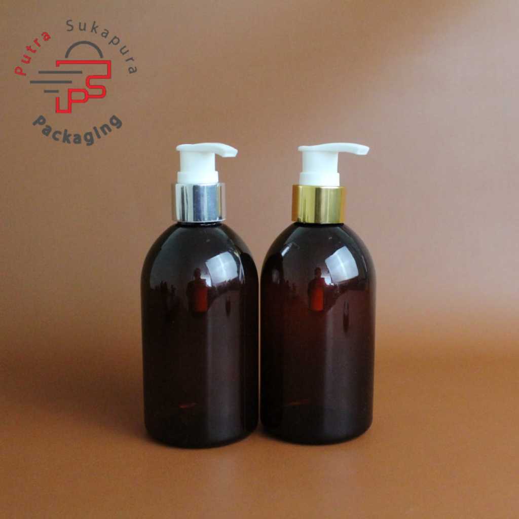 Jual Botol pump 250ml oval coklat / botom pump pompa 250ml pump neck 24 ...