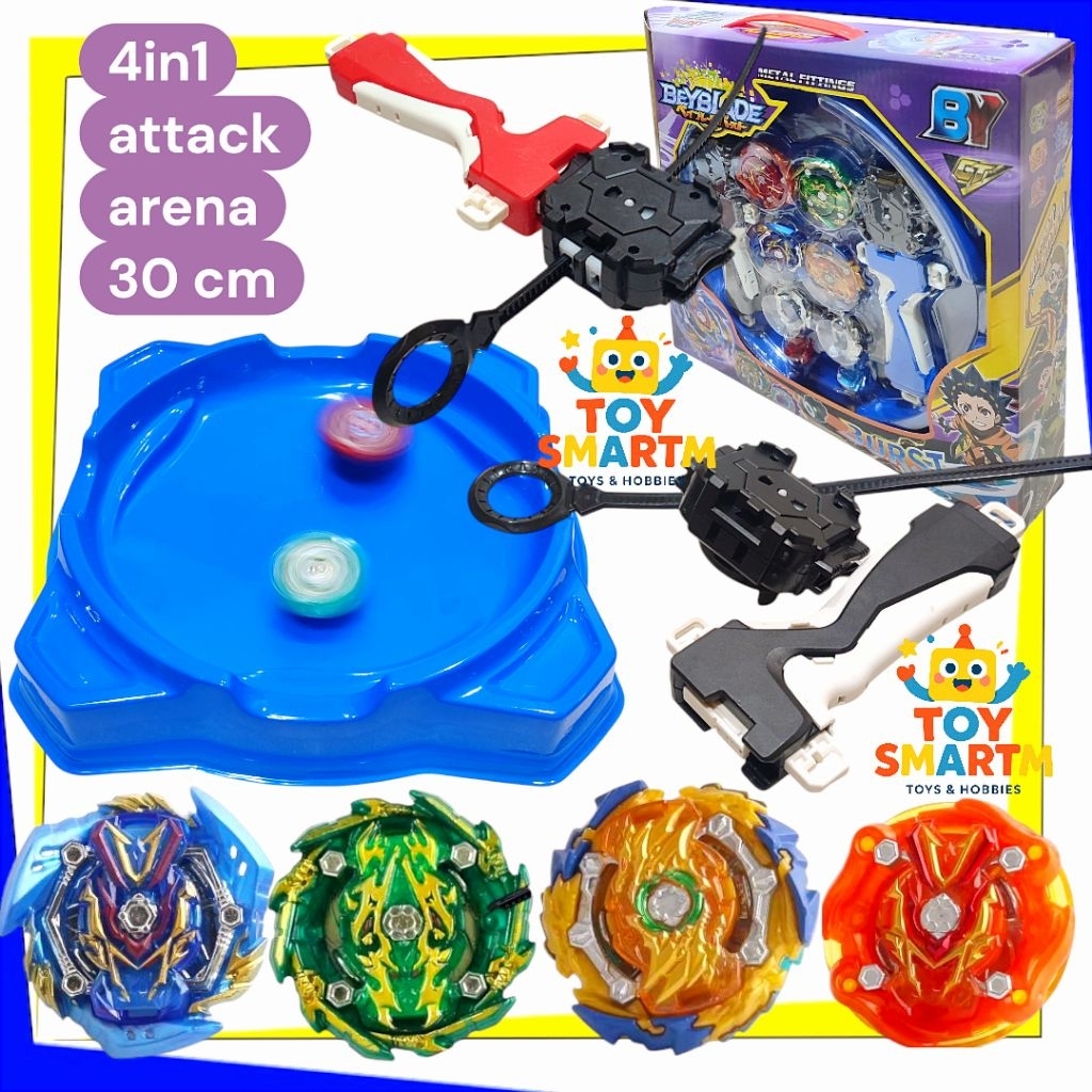 Jual Mainan Gangsing Putar 4in1 + Arena Ukuran 30 cm gangsing Duel Set ...