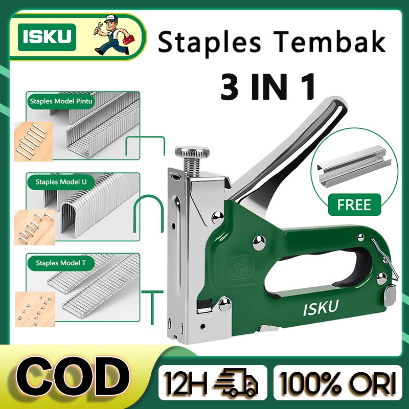 Jual ISKU Alat Staples Tembak Kertas Kayu Jok Motor Gun Tacker Steples ...