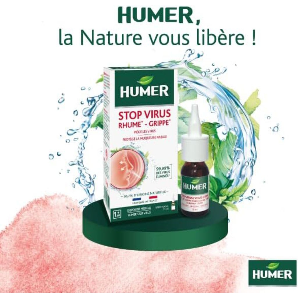 Jual Humer - Nasal Stop Virus Cold & Flu Prevention Spray 99.99% of Virus Eliminated 15ml, White ...