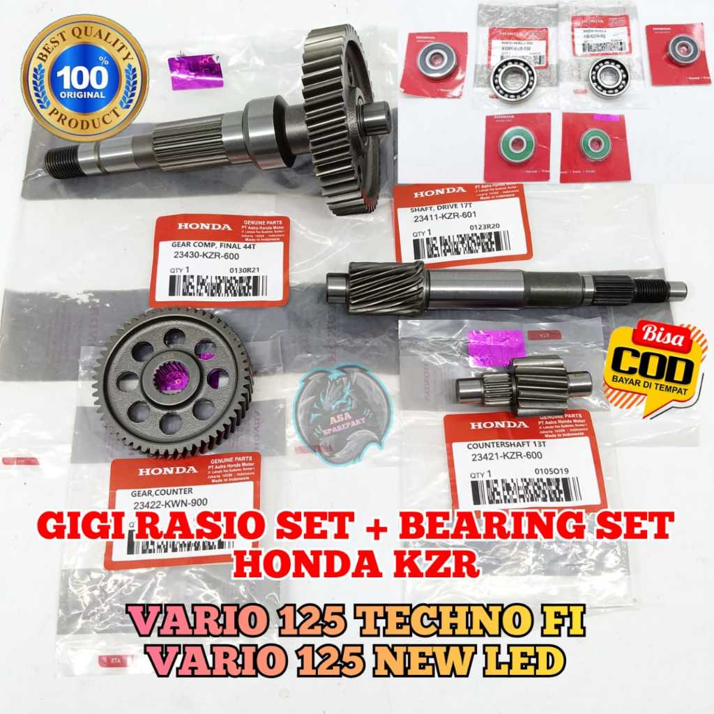 Jual GIGI RASIO SET KZR + BEARING 6 pcs ASLI ORIGINAL motor HONDA VARIO ...