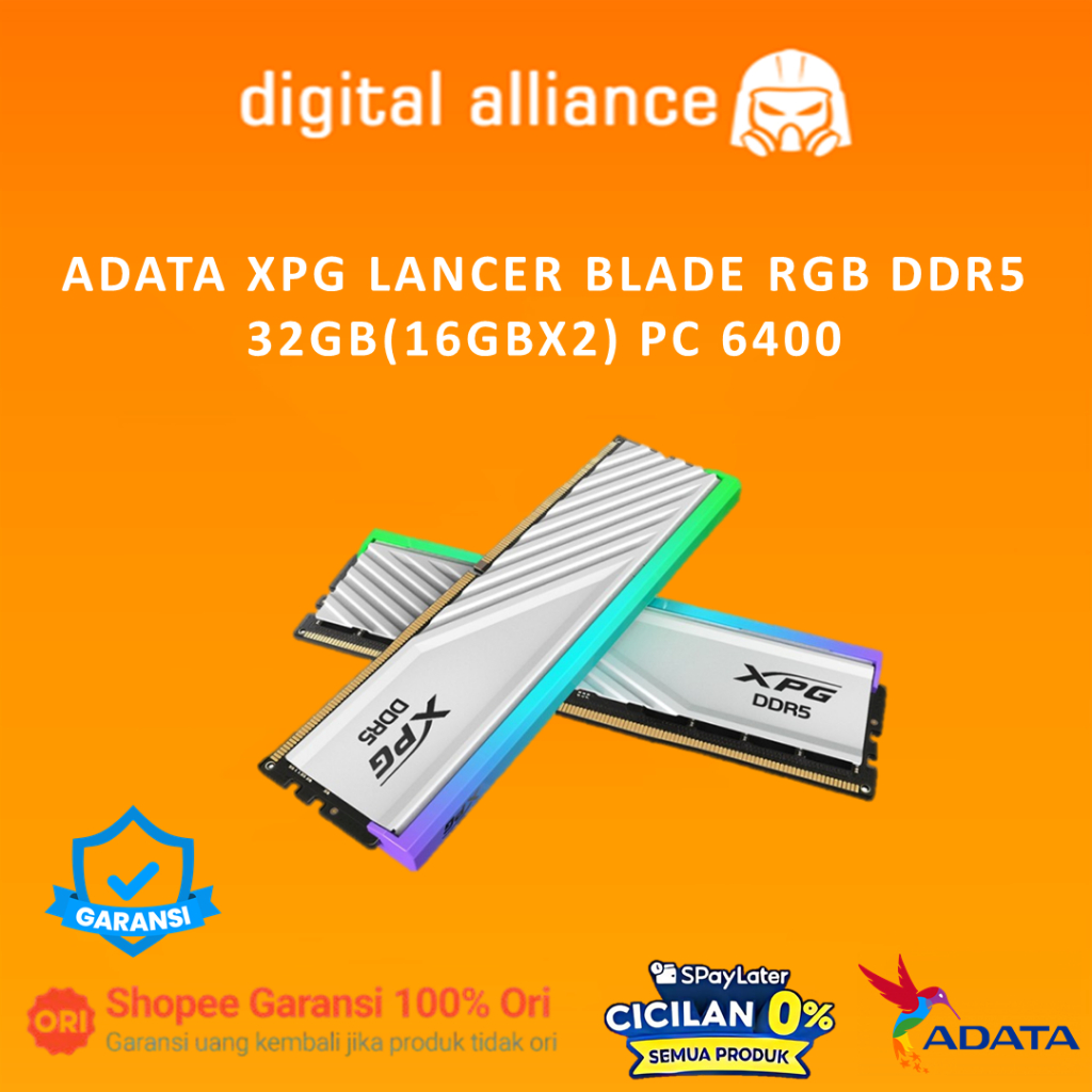 Jual ADATA XPG RAM LONGDIMM DDR5 32GB (16GBX2) PC6400 LANCER BLADE RGB ...