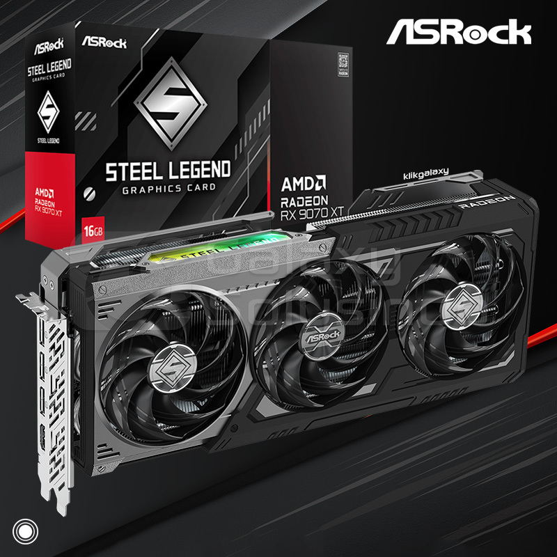 Jual ASROCK Radeon RX 9070 XT Steel Legend Dark 16GB GDDR6 RDNA 4 - VGA ...