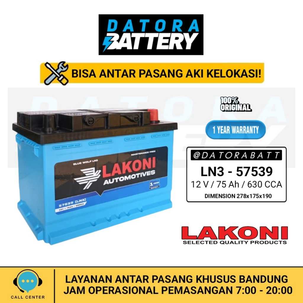 Jual Aki kering Lakoni Din 80 LN3 57539 12v 75Ah Fortuner VRZ innova ...