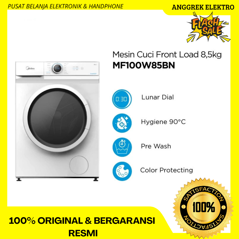 Jual MESIN CUCI FRONT LOADING MIDEA 8KG MF 100W85B 1 TABUNG INVERTER QUATRO Garansi Resmi ...