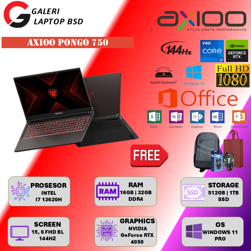 Jual Laptop Gaming Axioo Pongo 750 Intel Core i7 13620H 32GB 1TB ...