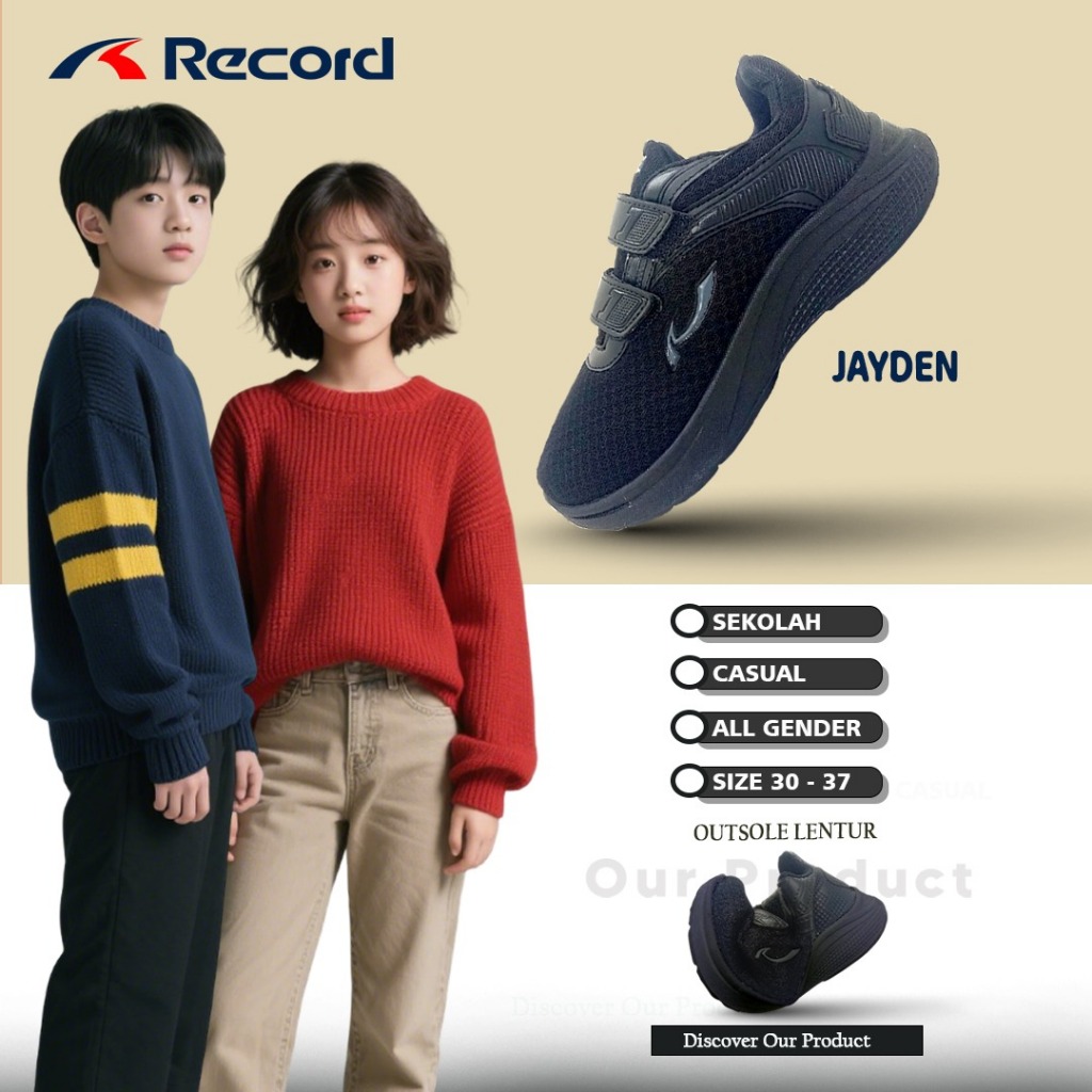 Jual RECORD JAYDEN SEPATU SEKOLAH ANAK LAKI/PEREMPUAN TK-SMP 4-13THN ...