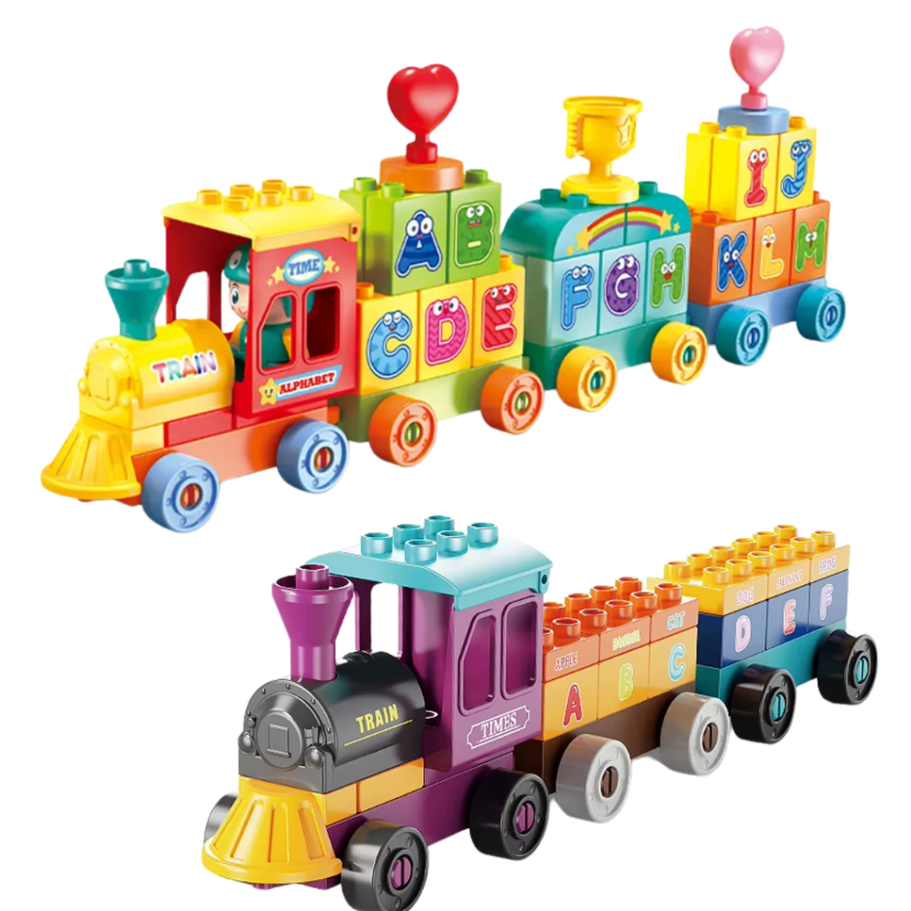 Jual MAPLETOYS - feelo train blocks alphabet bricks compatible duplo kereta api mainan balok ...