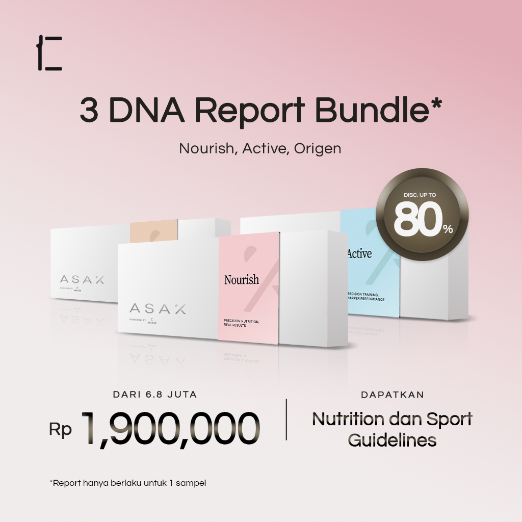 Jual 3 DNA Report Bundle - Nourish, Active, Asa Ancestry (Nutrigenomik dan Sportgenomik Bundle ...
