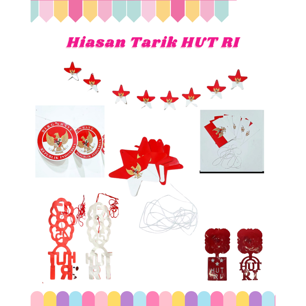 Jual Garland Merah Putih Tarik Hiasan Kertas Dekorasi Dirgahayu Hut Ri ...