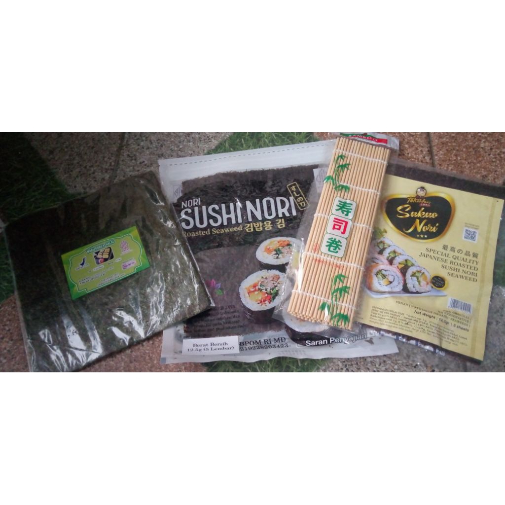 Jual |NORI TERMURAH| Paket sushi Nori isi 5 Lembar + makisu (bambu ...