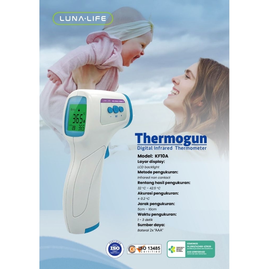 Jual Thermometer Infrared LunaLife Thermogun IR Luna Life | Shopee ...