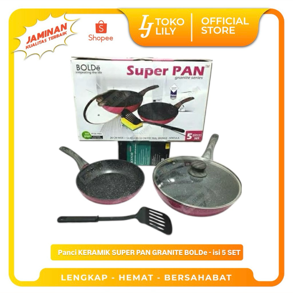 Jual Panci Set Premium Super Pan Granite Series Blackpink Bolde Isi 5 ...
