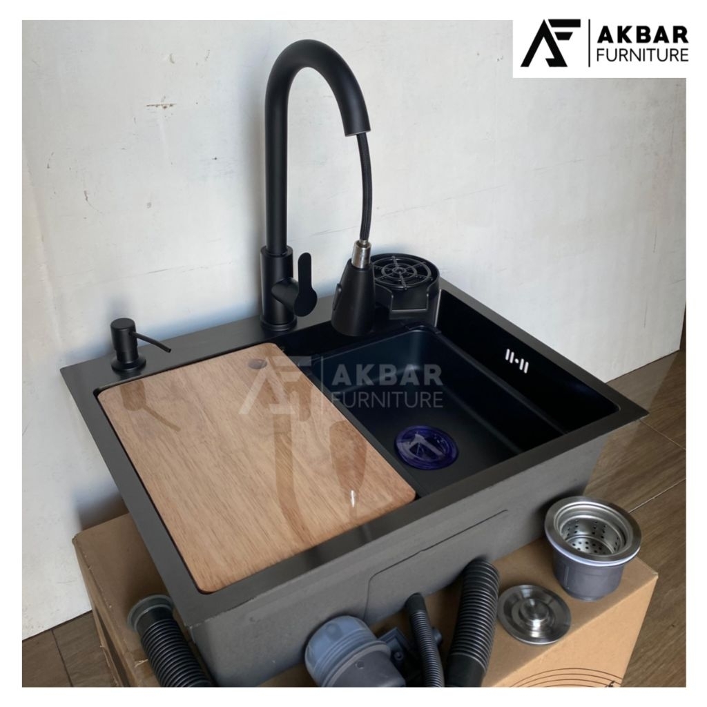 Jual Paket Sink Kitchen Premium Hitam Full Set Selang, Avur, Keranjang ...