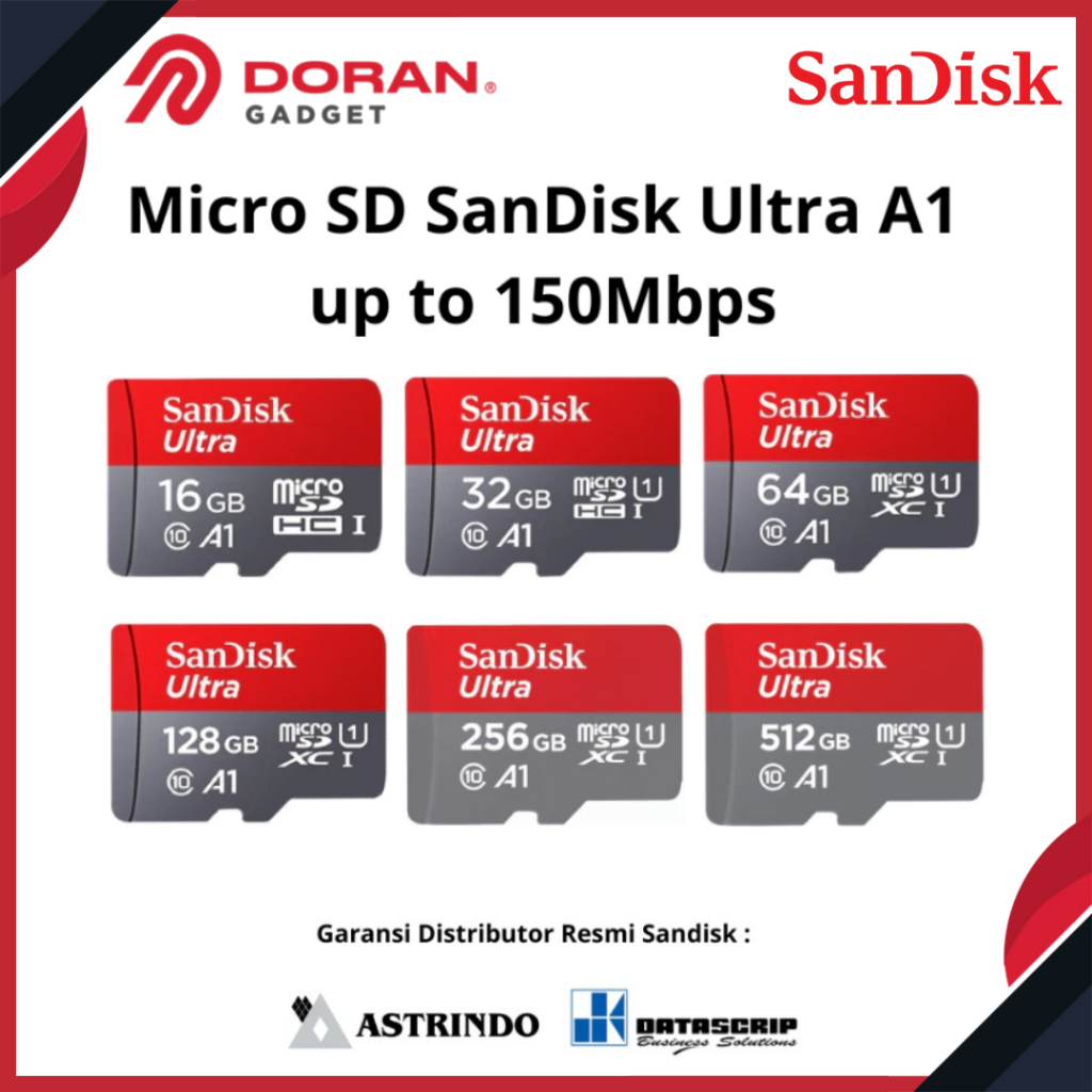 Jual Sandisk Memory Card | Micro SD 16GB | 32 GB | 64GB | 128GB SanDisk Ultra A1 up to 140Mbps ...