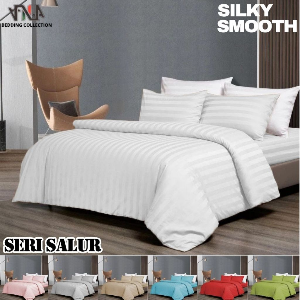 Jual [TINGGI 20CM]BEDCOVER SET SPREI HOTEL SALUR Bahan Microtensl Silk ...