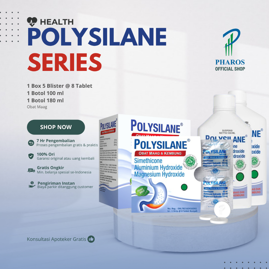Jual Polysilane Tablet 1 Box/ Suspensi 100ml dan 180ml - Obat Maag dan ...