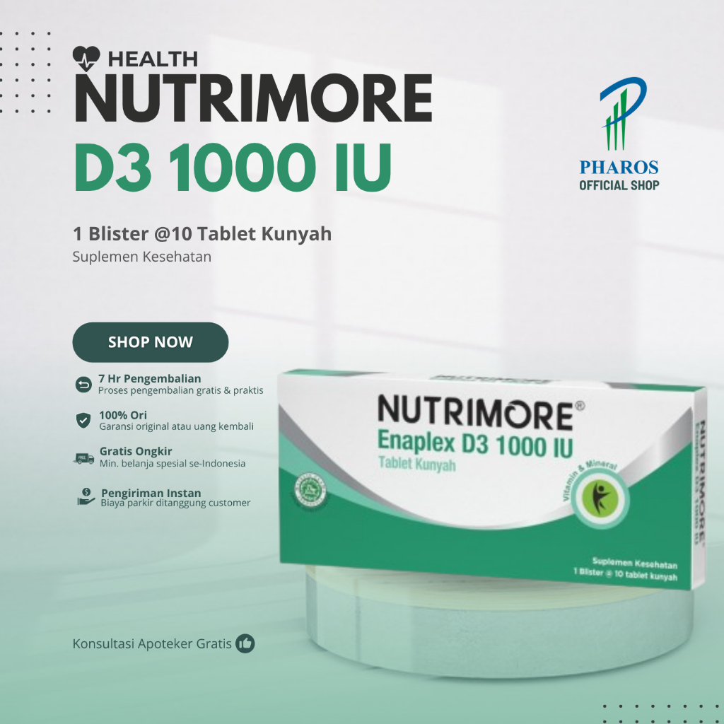 Jual Nutrimore Enaplex D3 1000 IU 1 Blister @10 Tablet / Vitamin D ...