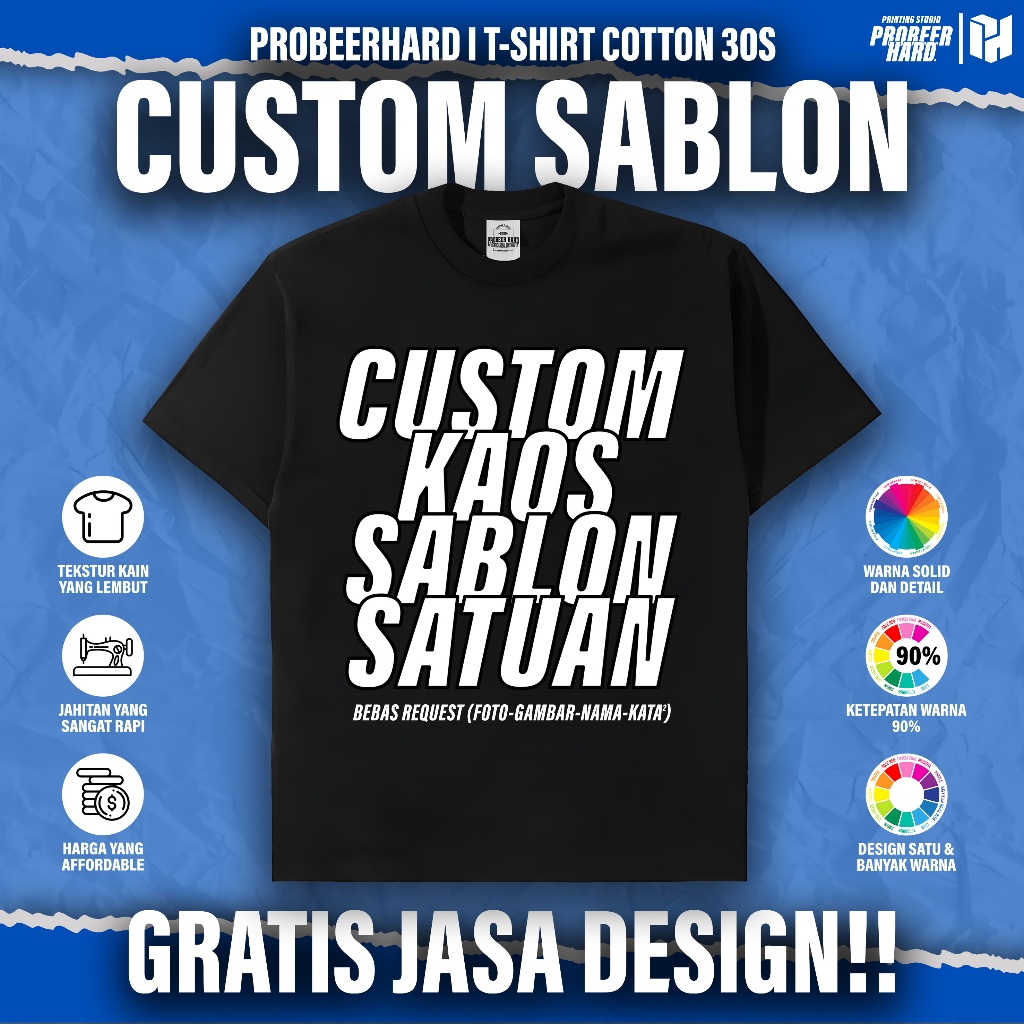Jual CUSTOM KAOS SABLON SATUAN (SABLON 1 SISI) BEBAS REQUEST SABLON - KAOS DEWASA - SABLON DTF ...