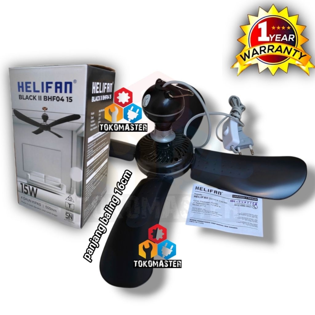 Jual Kipas Helifan Black II BHF04 - 15 Warna Hitam 15Watt Kipas Gantung ...