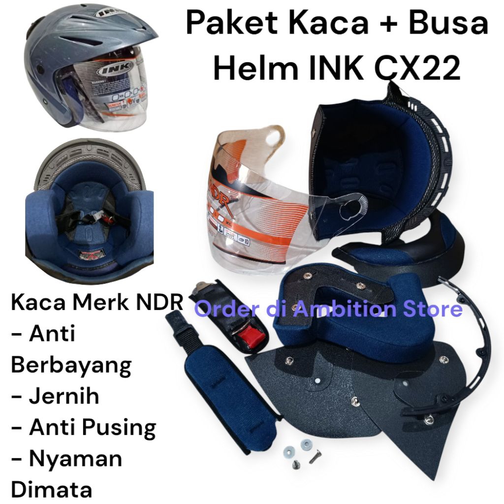 Jual Paket Lengkap Kaca Helm INK Cx22 + Busa Spon Helm INK Topi CX22 ...