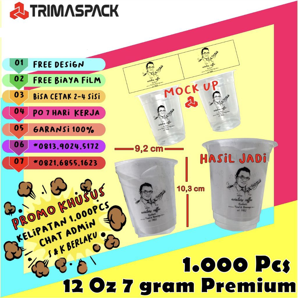 Jual Sablon cup plastik 12 Oz 14 Oz 7 Gram / Polycup / SAP [ DATAR ...