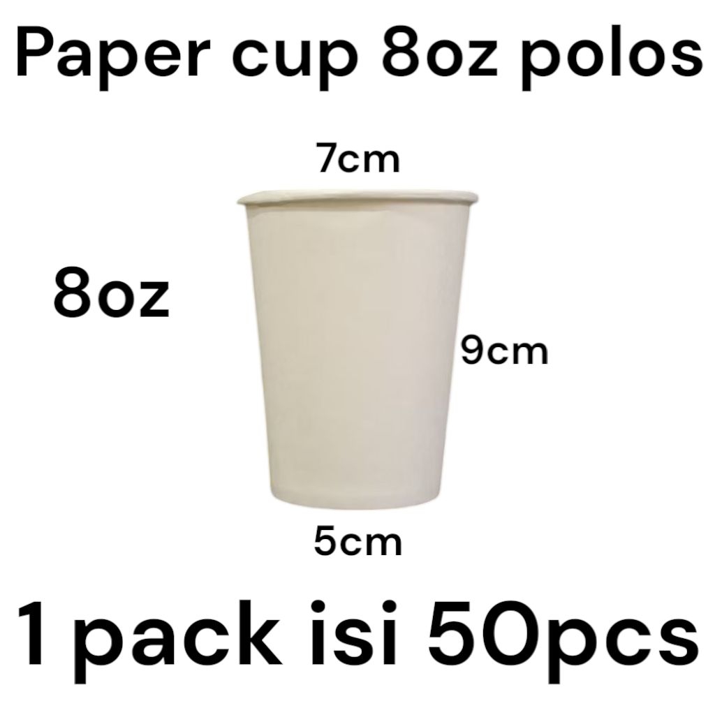 Jual paper cup gelas kertas 8oz polos gelas kertas polos kopi 1 Pack ...