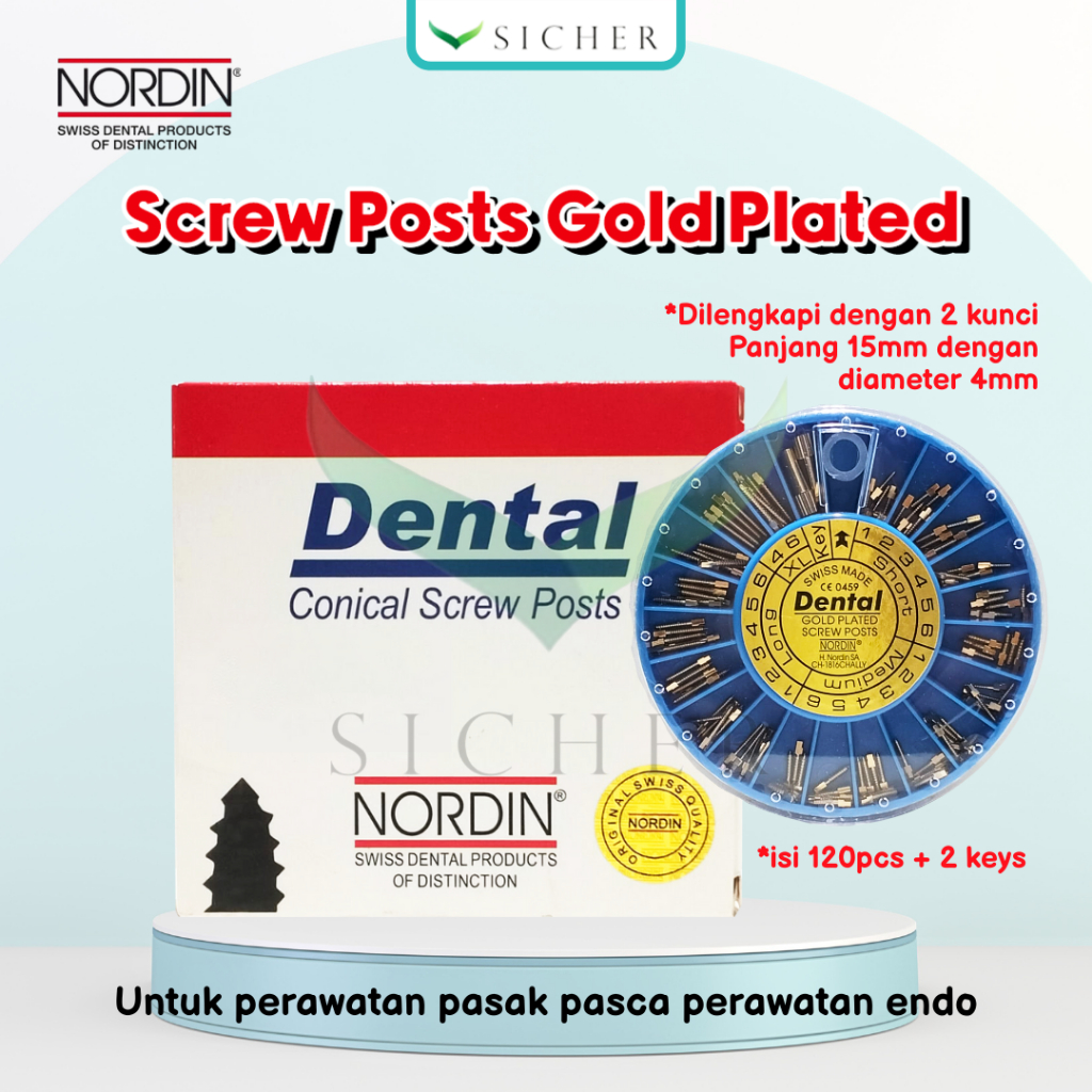 Jual Pin Screw Post Gold Plated/Pasak Gigi Dental Screw Posts | Shopee ...