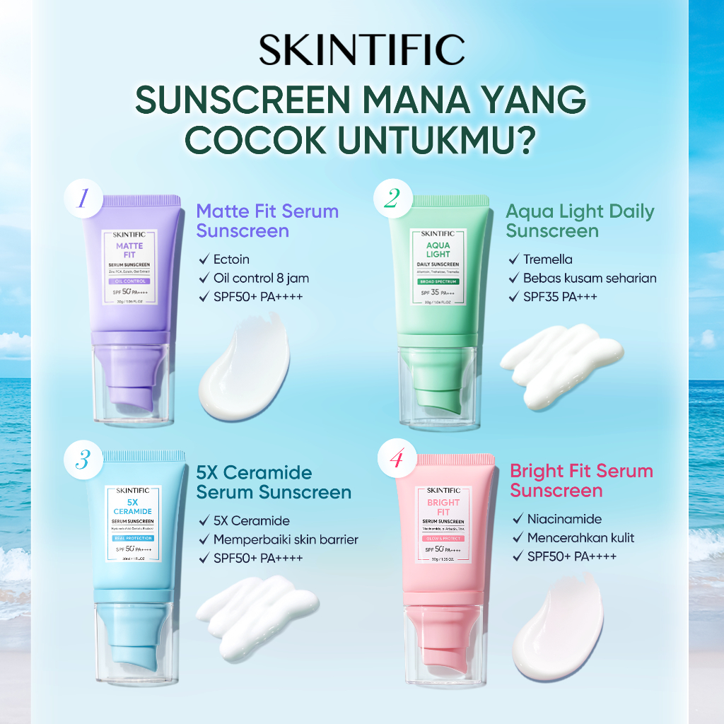 Jual [SKINTIFIC Resmi] - SPF50+ PA++++ Sunscreen Collection | Bright ...