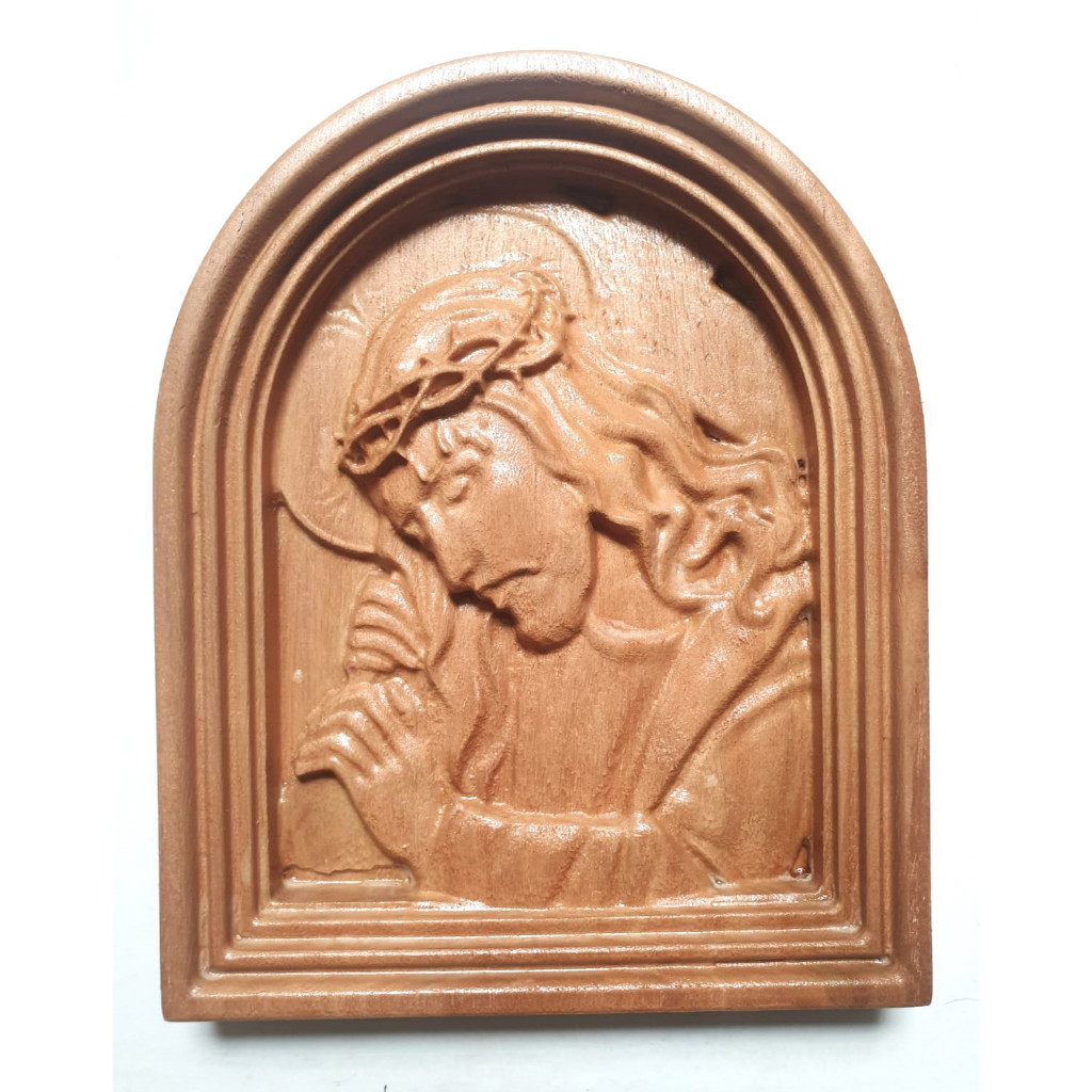 Jual Relief Ukir Kayu Jati: Yesus Memanggul Salib - 20cm x 25cm tebal ...